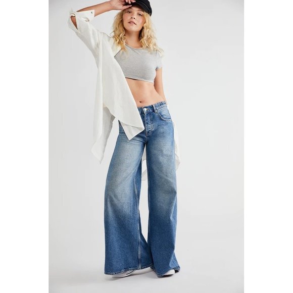 Free People | Jeans | Free People Jeans 27 Lovefool Low Rise Ultra Wide ...